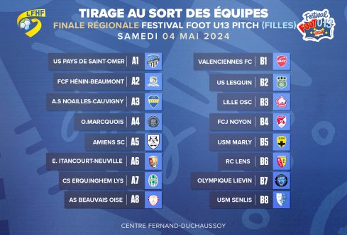 Festival Foot U13 Pitch 2024 : les qualifiés – LIGUE DE FOOTBALL DES HAUTS-DE-France